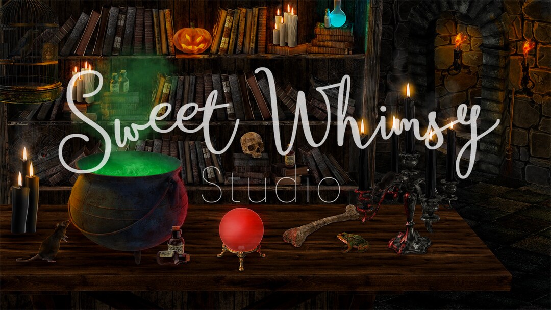 Witches Dungeon Halloween Backdrop | Cauldron, Books (digital Download ...
