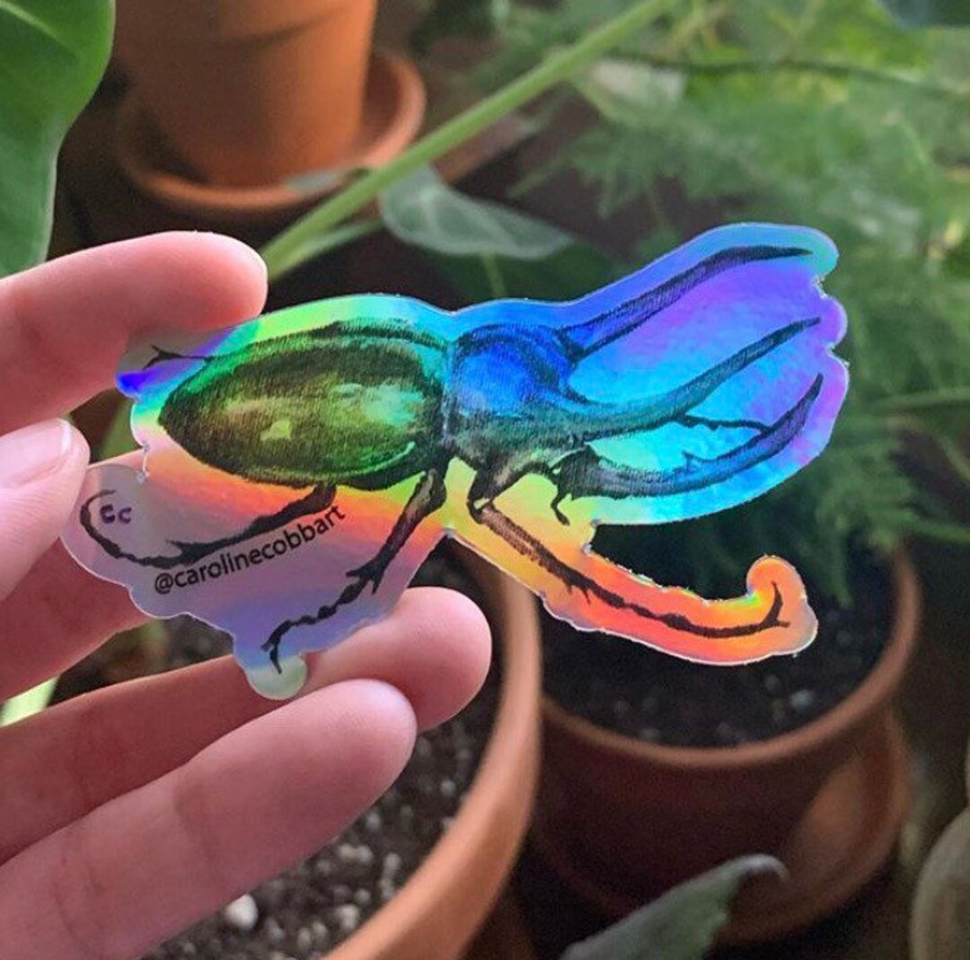 Holographic Atlas Beetle Sticker - Etsy