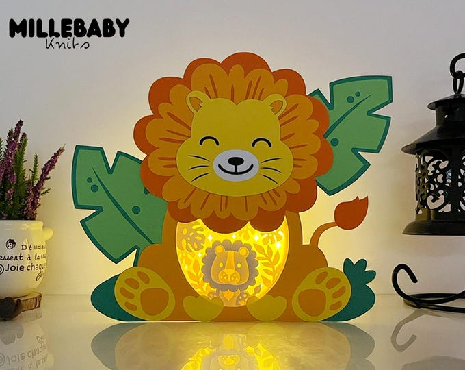Lion and Friends Shadow Box Files Template, Lion King Paper Cut ...