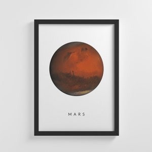 Mars Globe Space Planet Frameless Poster Nature Space Art Print Stylish ...