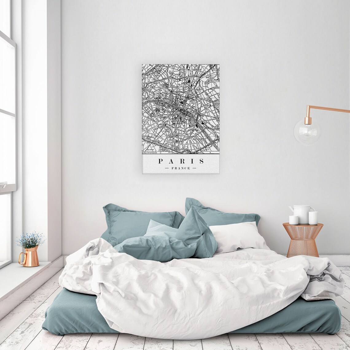 France Paris Map Plan Large Canvas Illustration Art Print - Etsy