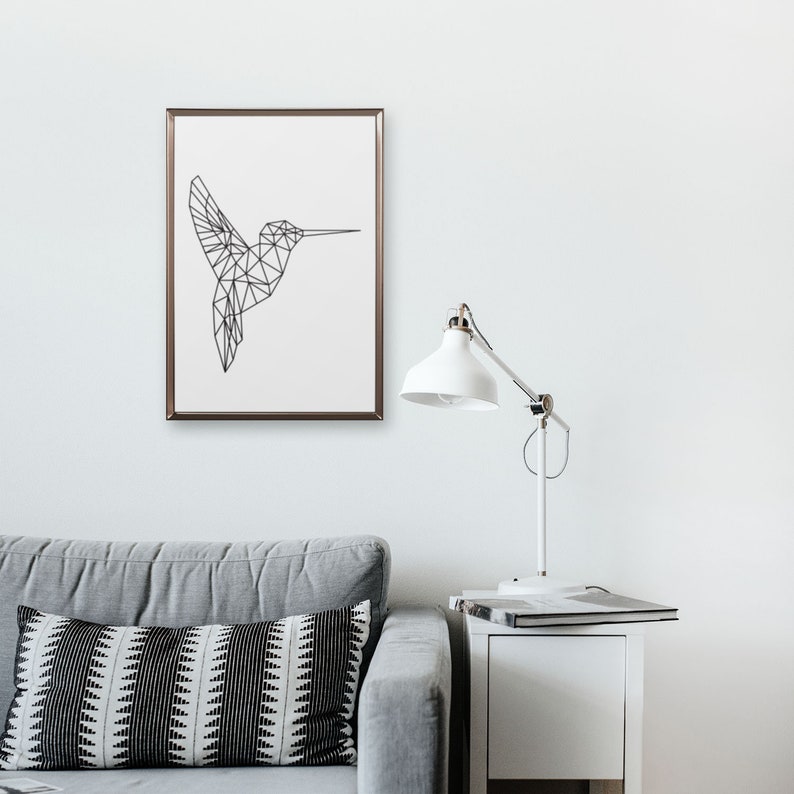 Geometric Hummingbird Bird Animal Print Frameless Poster - Etsy