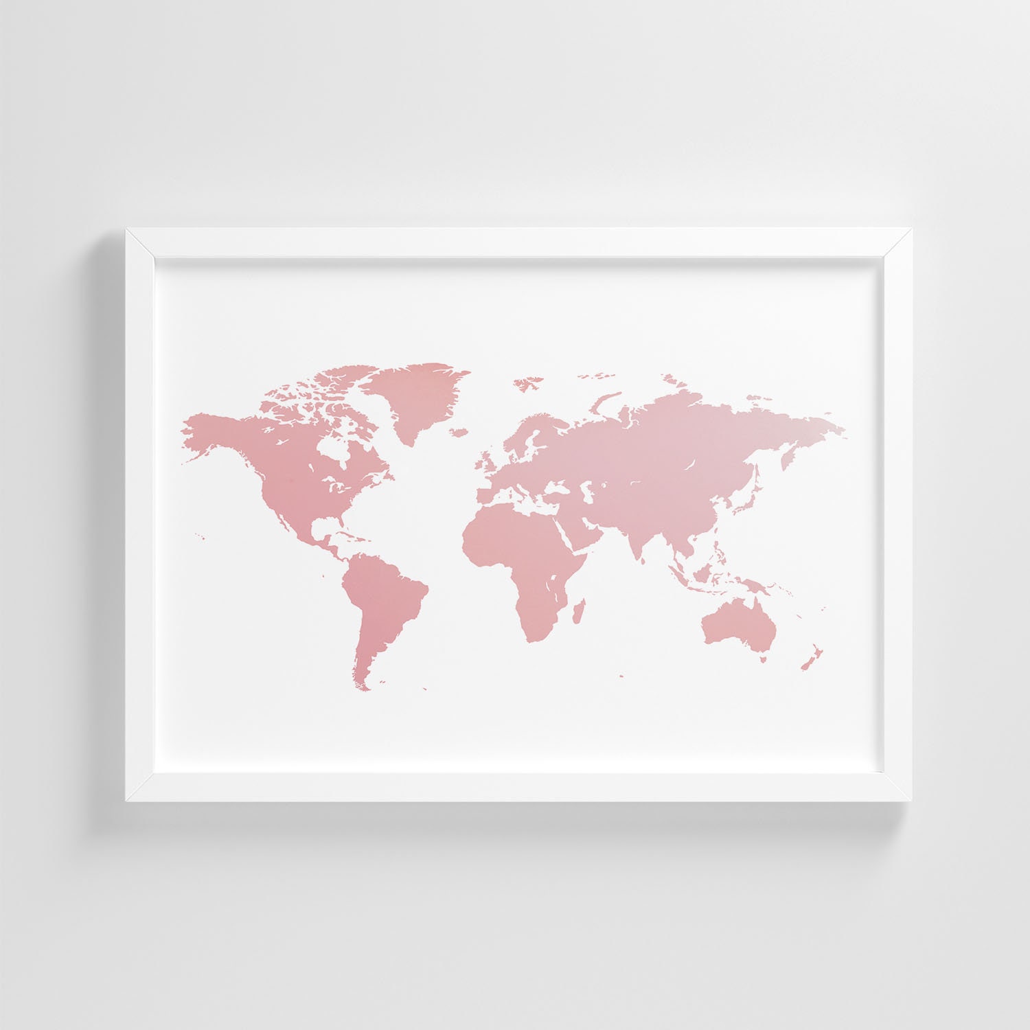 Pink Minimal World Map Frameless Poster Illustration Art Print Stylish ...