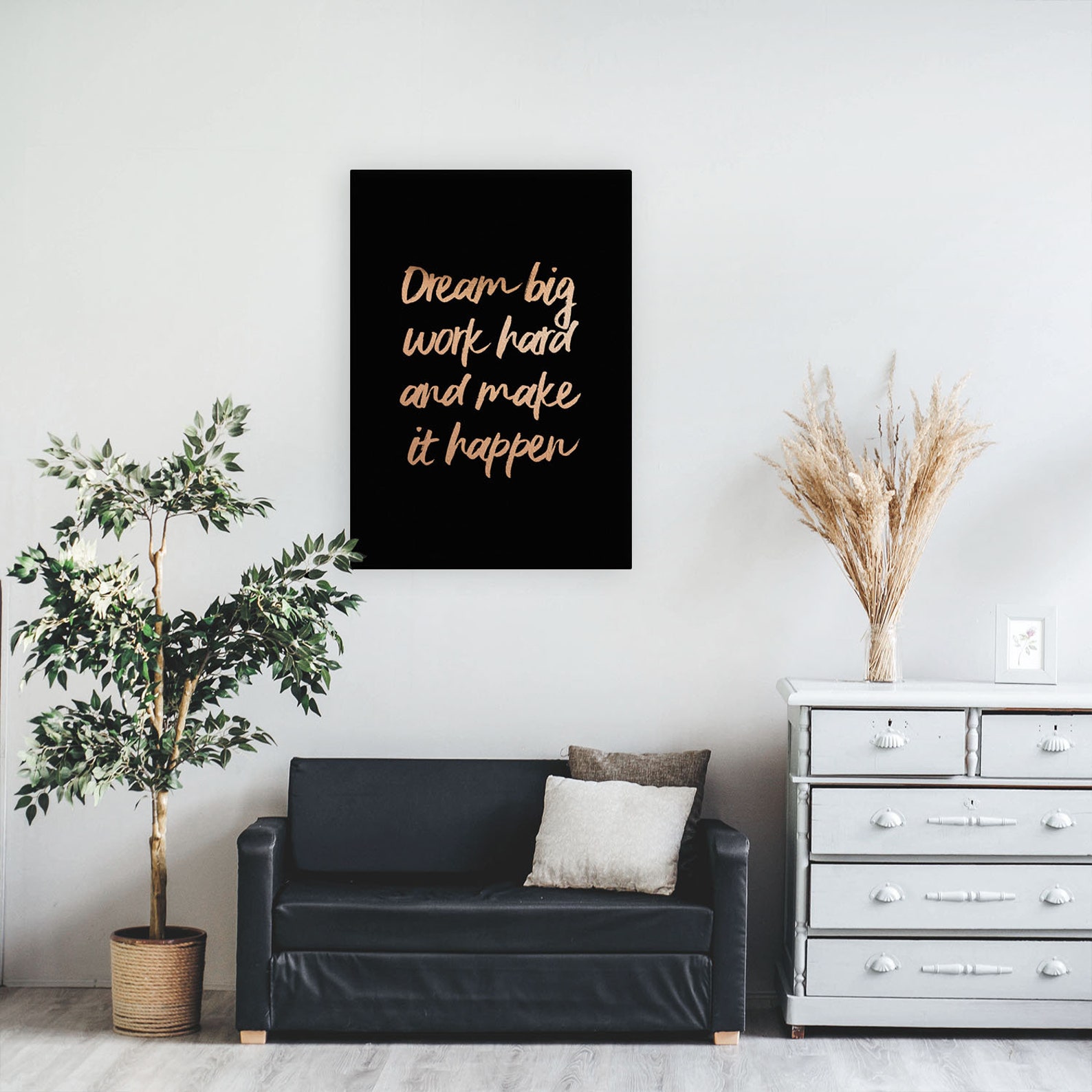 Dream Big Work Hard Motivation Quote Large Canvas Art Print Stylish ...