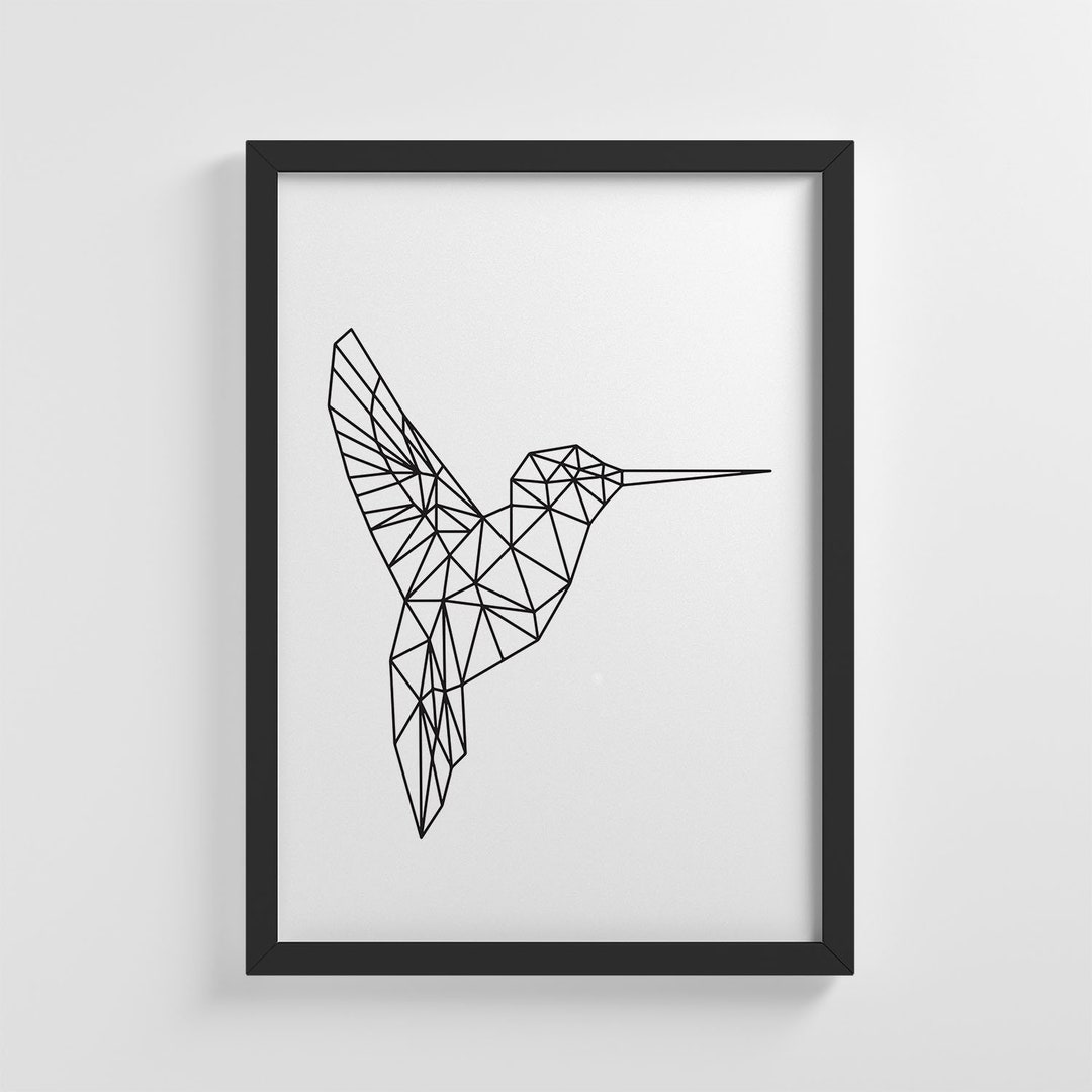 Geometric Hummingbird Bird Animal Print Frameless Poster Illustration ...