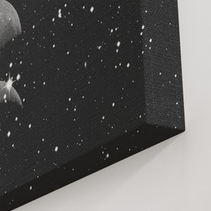 Black Cosmic Moon Phases Pattern Large Canvas Nature Space Art Print ...