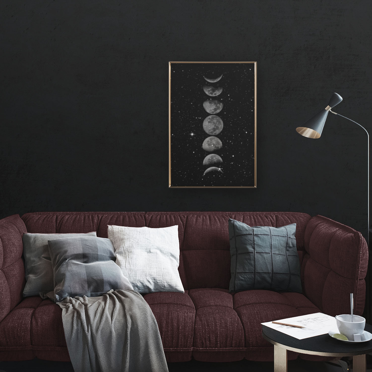 Cosmic Lunar Moon Phases Frameless Poster Nature Space Art Print ...