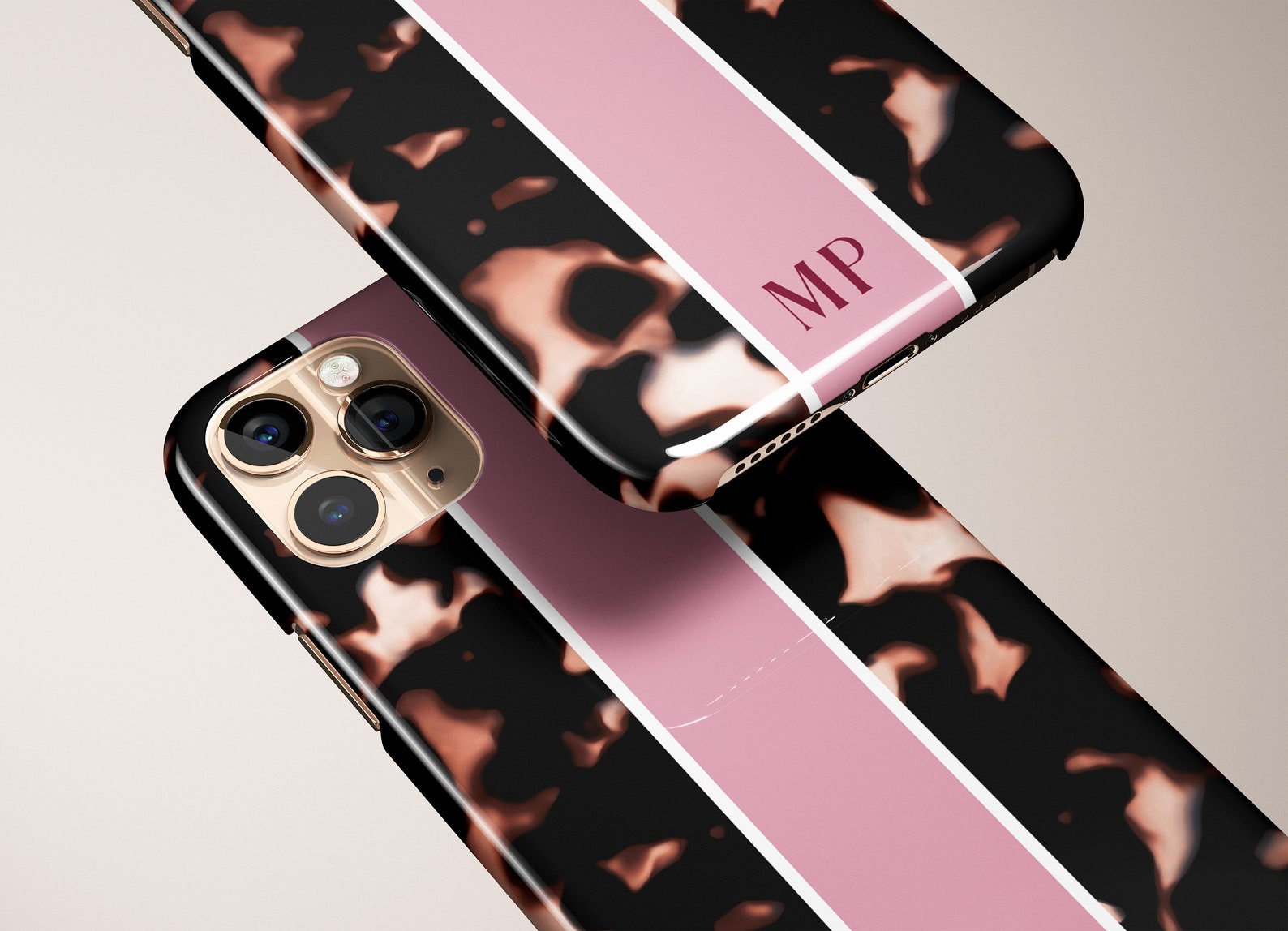 Personalized Tortoise Classy Stripe Monogram iPhone Case, Custom ...