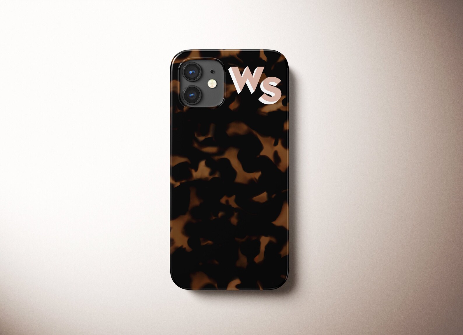 Small Corner Initial Tortoise Pattern Phone Case Personalized | Etsy