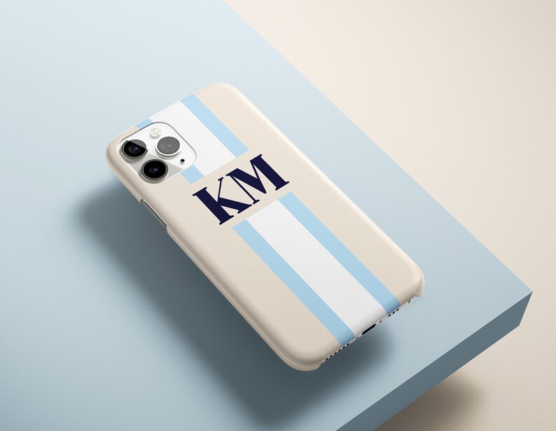 Monogram Stripe iPhone Case, Personalized Initial Phone Cover - Etsy