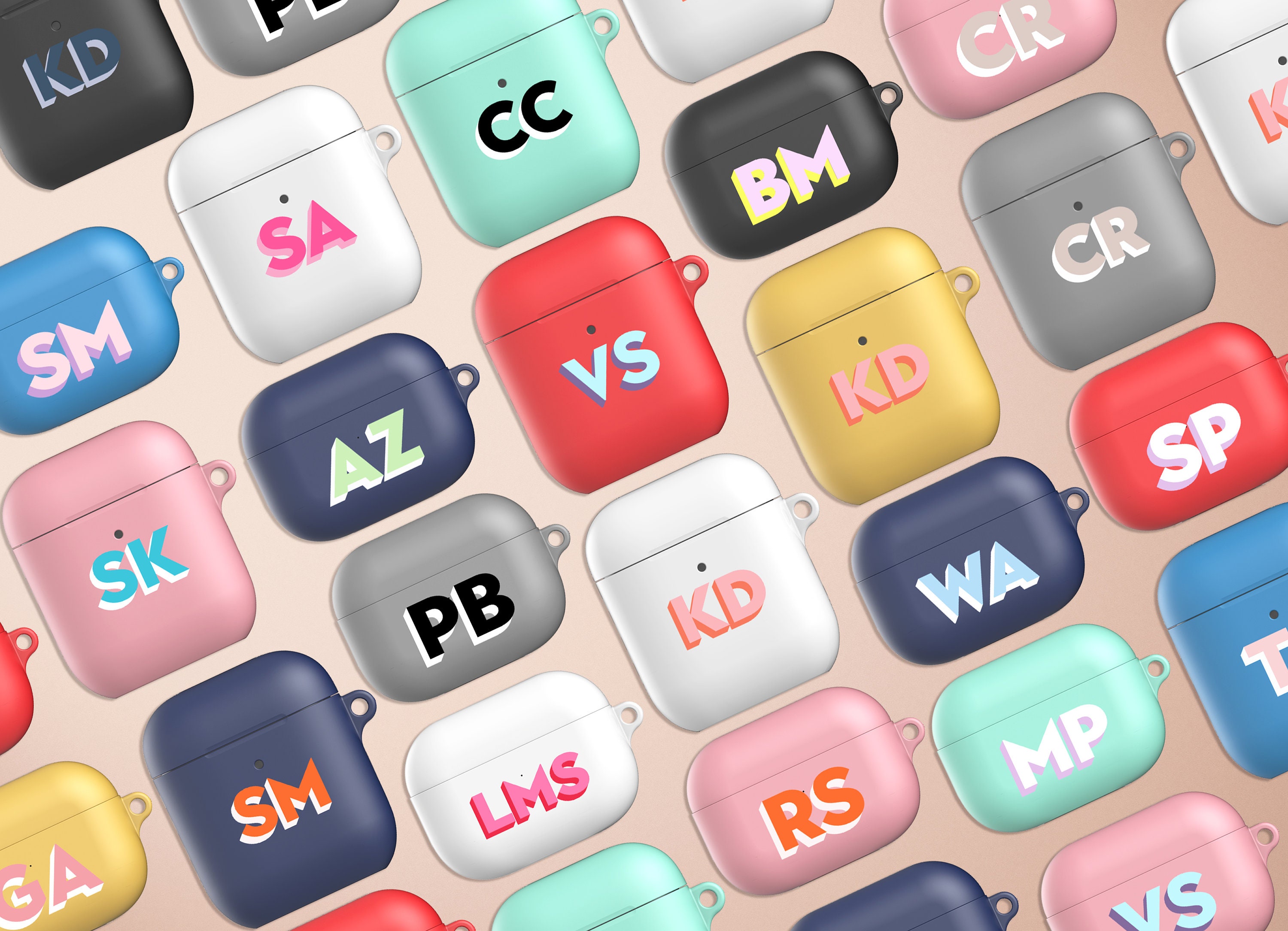 Personalised Apple Air Pods Case, Monogram Dropshadow Initial ...