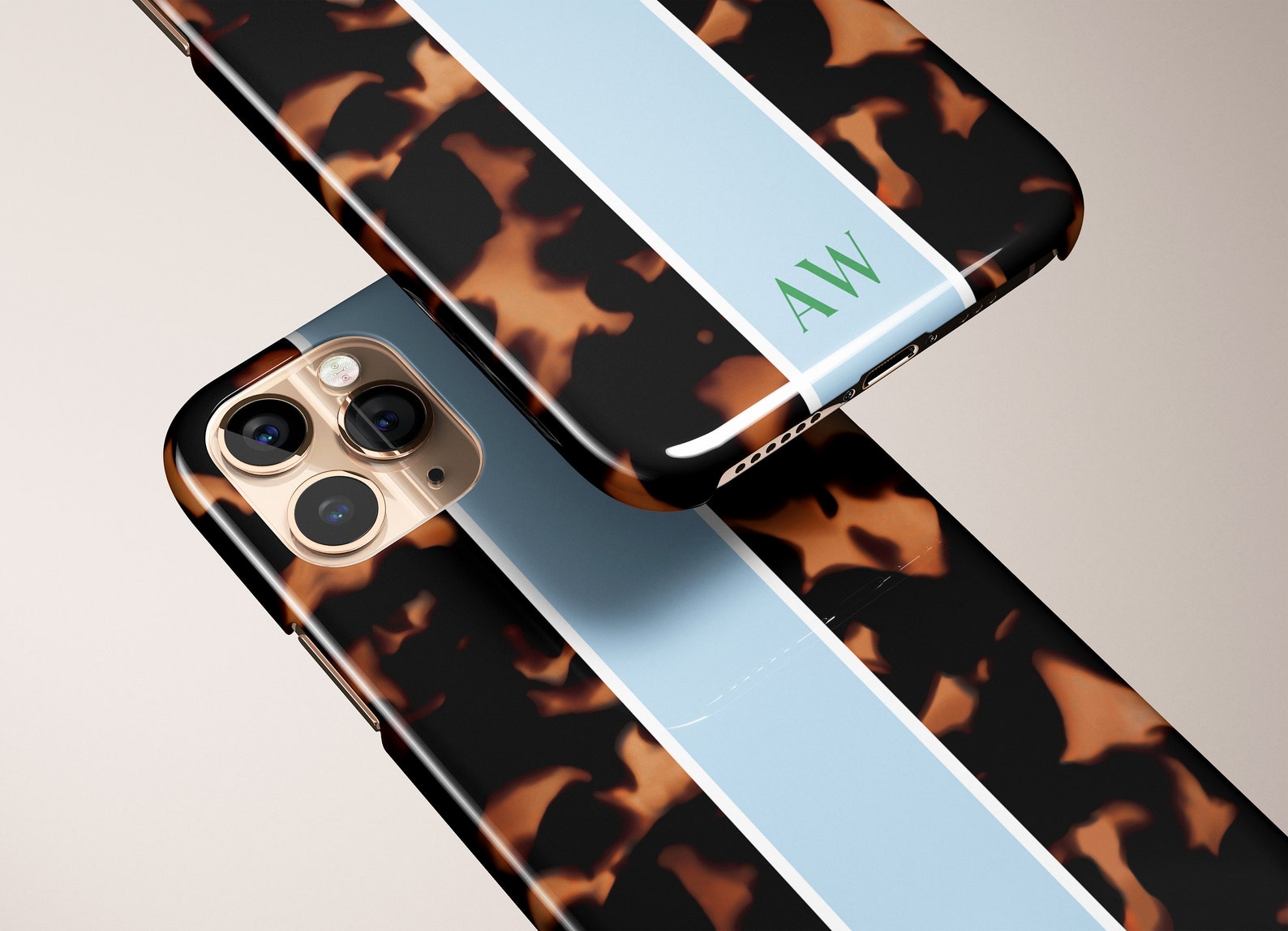 Personalized Tortoise Classy Stripe Monogram iPhone Case, Custom ...
