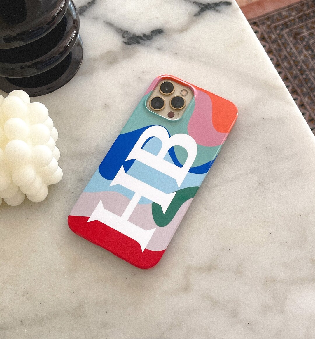 Melting Color Large Initials Phone Case, Dripping Paint Abstract iPhone ...