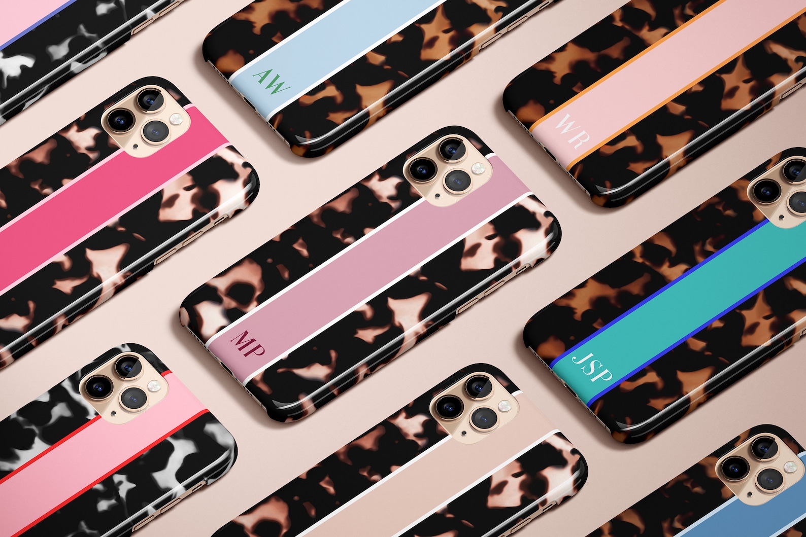 Personalized Tortoise Classy Stripe Monogram iPhone Case, Custom ...