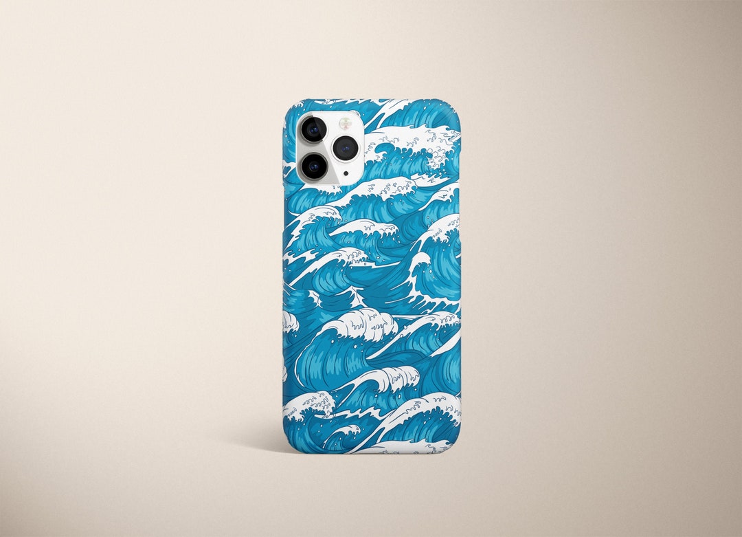 Ocean Waves Phone Case, Blue Water Pattern iPhone Case, Kanagawa ...