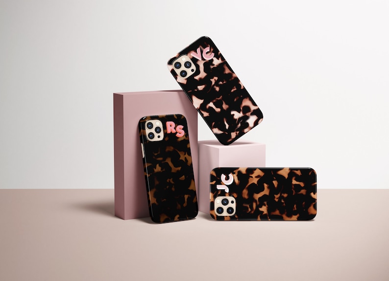 Small Corner Initial Tortoise Pattern Phone Case Personalized | Etsy