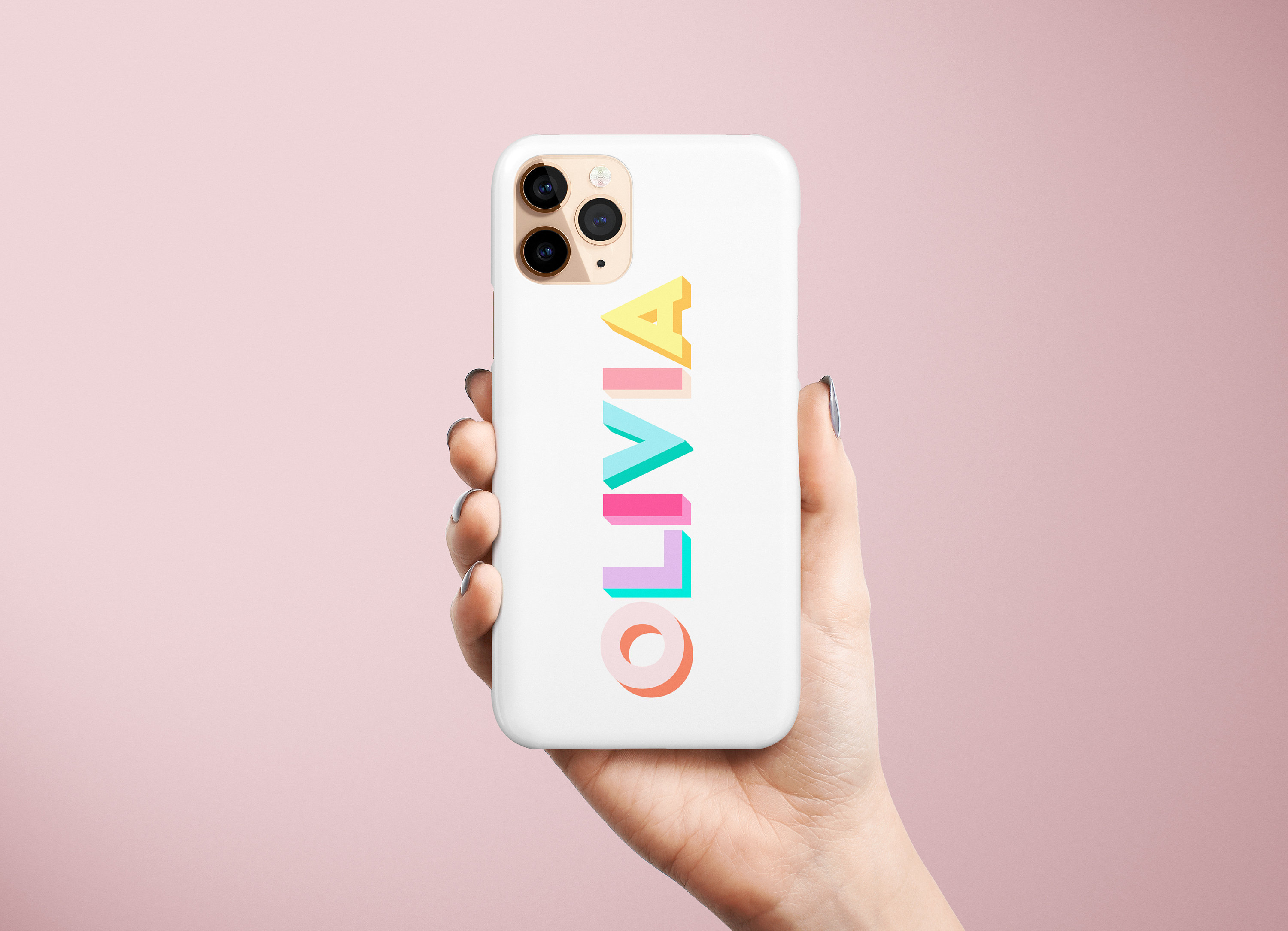 Personalized Name Phone Case, Custom Pastel Rainbow Drop Shadow ...