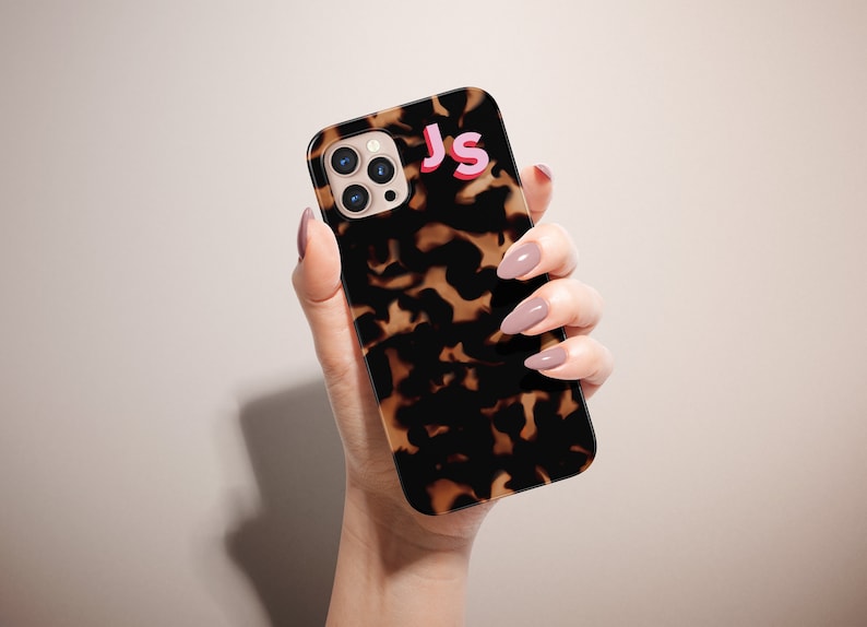 Small Corner Initial Tortoise Pattern Phone Case Personalized | Etsy