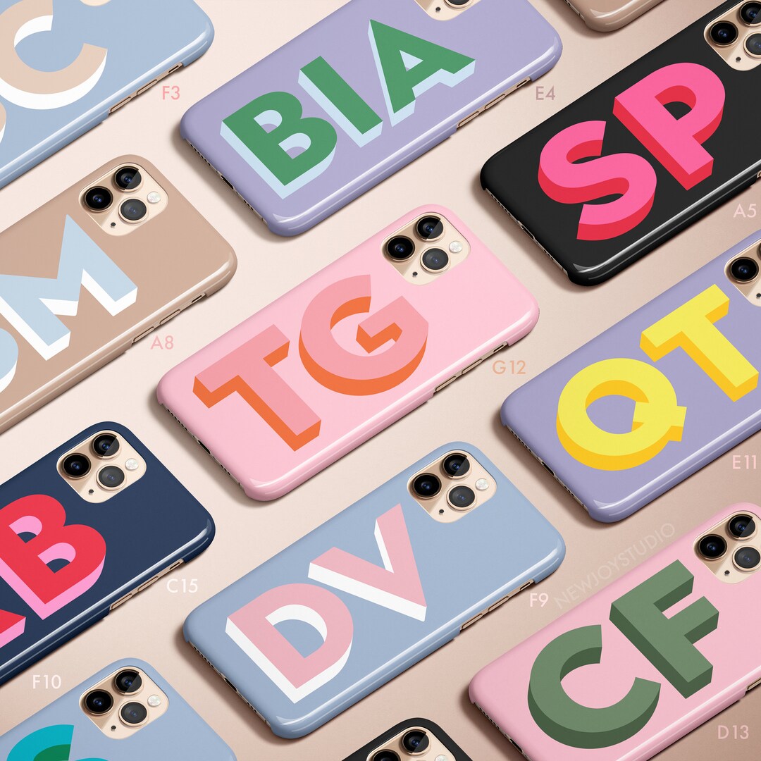 Monogram Phone Case Colorful 3D Shadow Personalized Large Initial ...