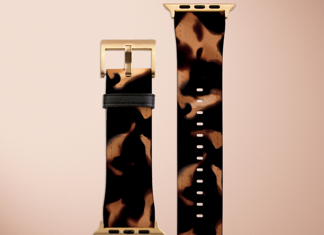 Tortoise Pattern Apple Watch Strap, Brown Animal Spots Band, Stylish ...