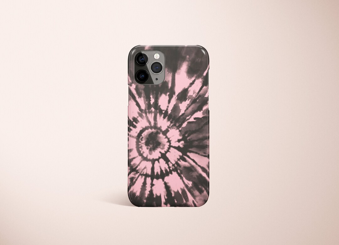 Tie Dye Phone Case, Black Tiedye iPhone Case, Retro Pastel Nude Pink ...
