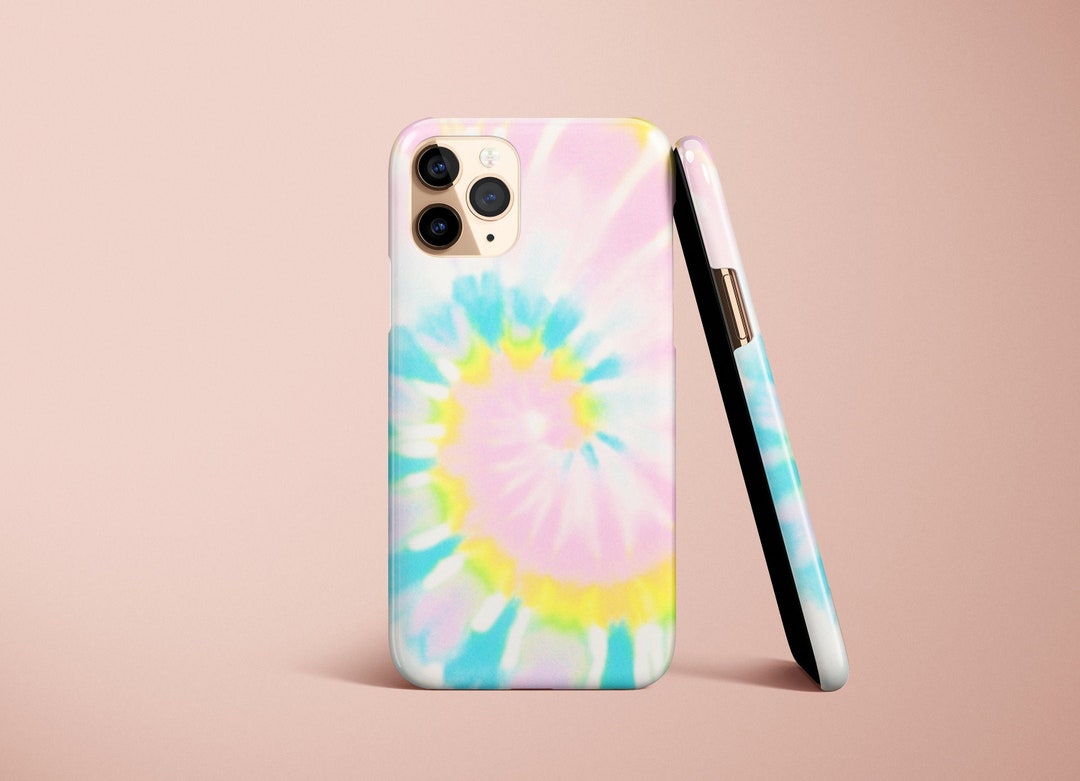 Tie Dye Phone Case, Retro Rainbow Tie Dye iPhone Case, Pastel Pink ...
