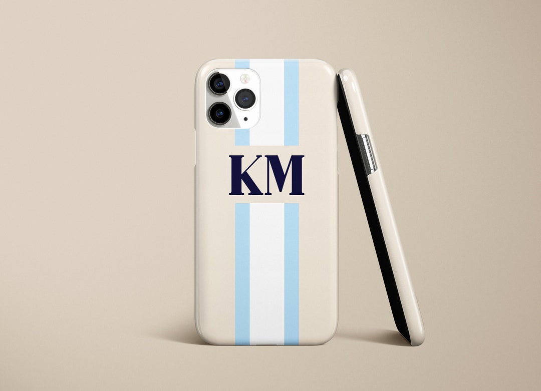 Monogram Stripe iPhone Case, Personalized Initial Phone Cover - Etsy