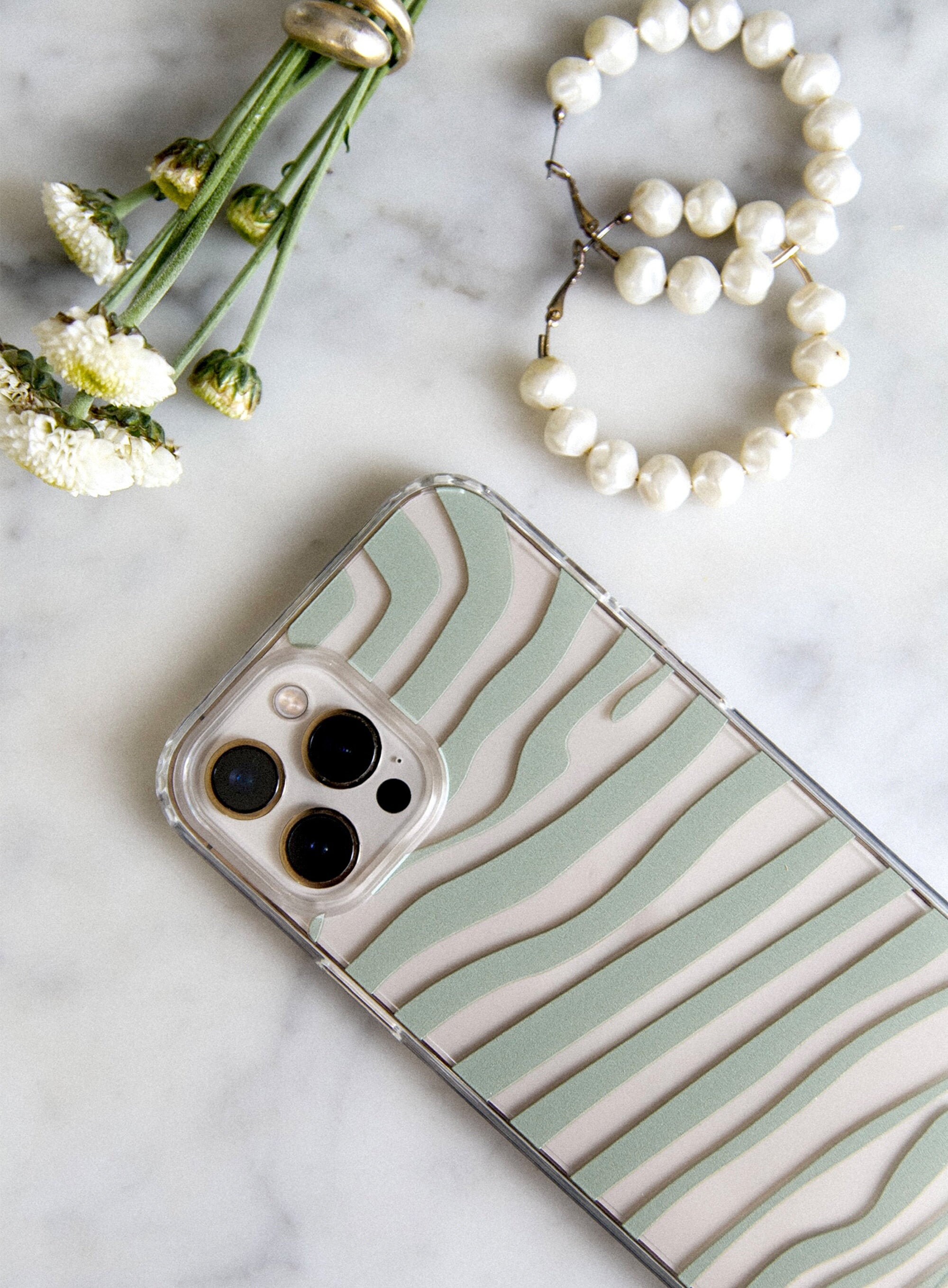 Moss Zebra Phone Case Mint Stripes iPhone 12 Pro Max Case | Etsy