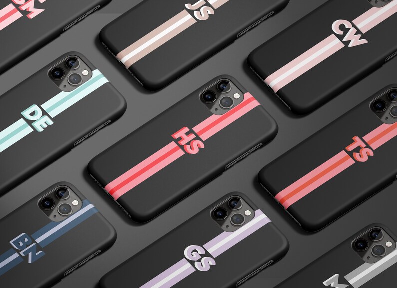 Monogram iPhone 17 Pro Max Case, Personalized Preppy Stripe iPhone 16 ...