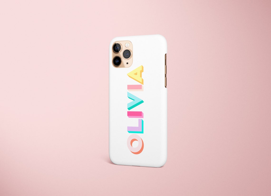 Personalized Name Phone Case, Custom Pastel Rainbow Drop Shadow ...