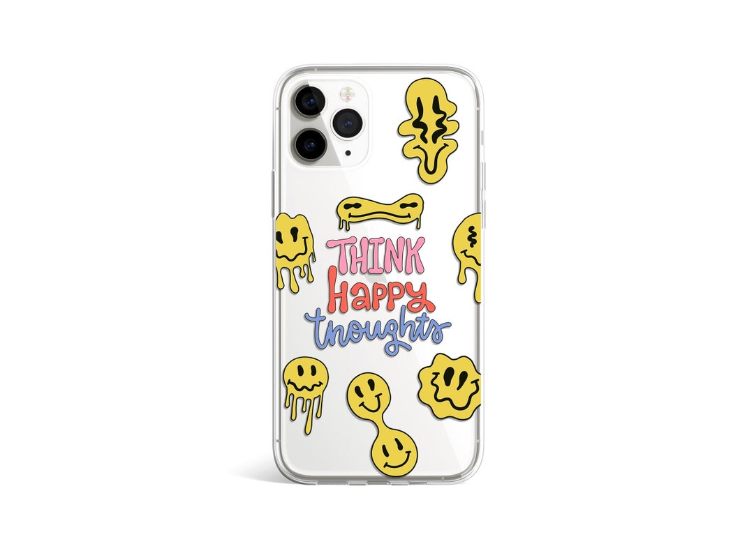 Distorted Smiley Face Phone Case, Motivational Happy Thoughts iPhone ...