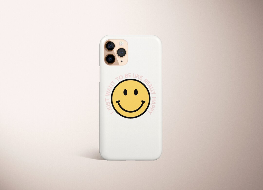 Happy Smiley Face iPhone Case, Cute Aesthetic Quote Phone Case, iPhone ...