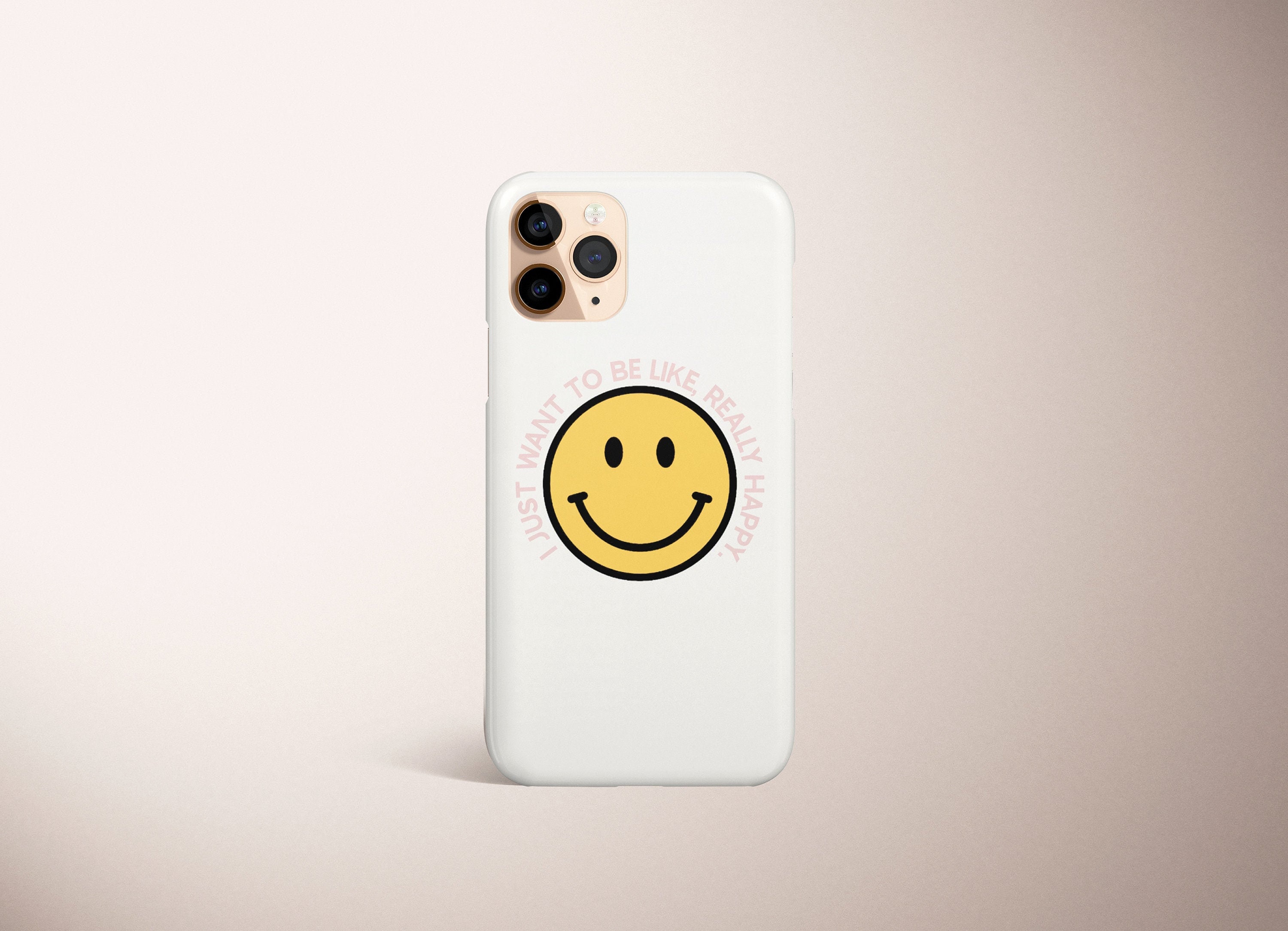 Happy Smiley Face Iphone Case Cute Aesthetic Quote Phone - Etsy