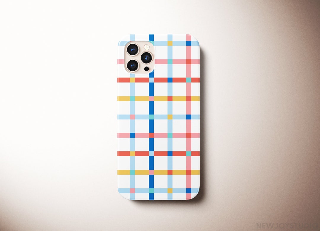Chic Classy Plaid Phone Case, Abstract Scandinavian Checkered Pattern ...