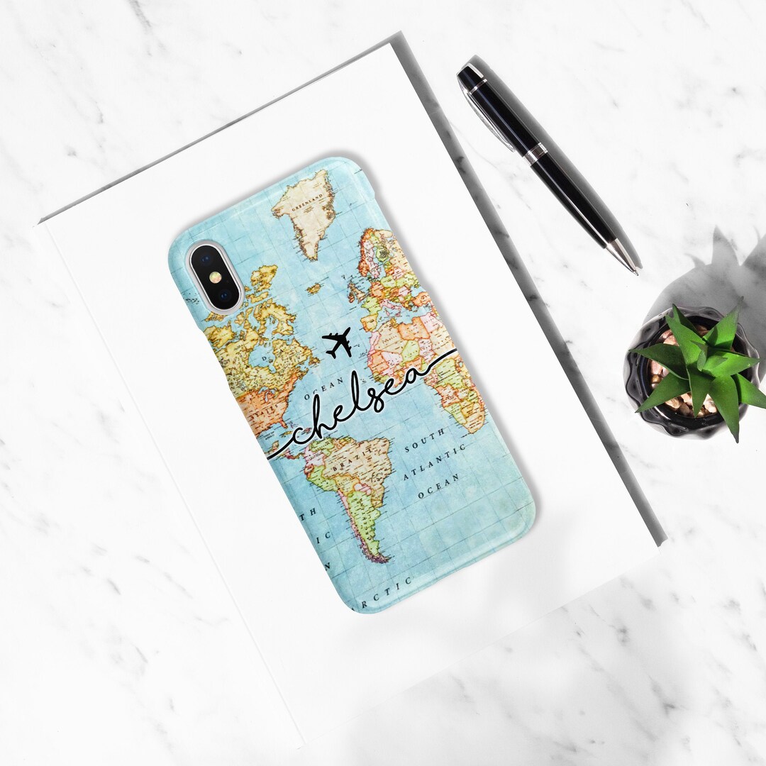 Travel iPhone Case Map iPhone 11 Pro Max Case Atlas iPhone XS Case Name ...
