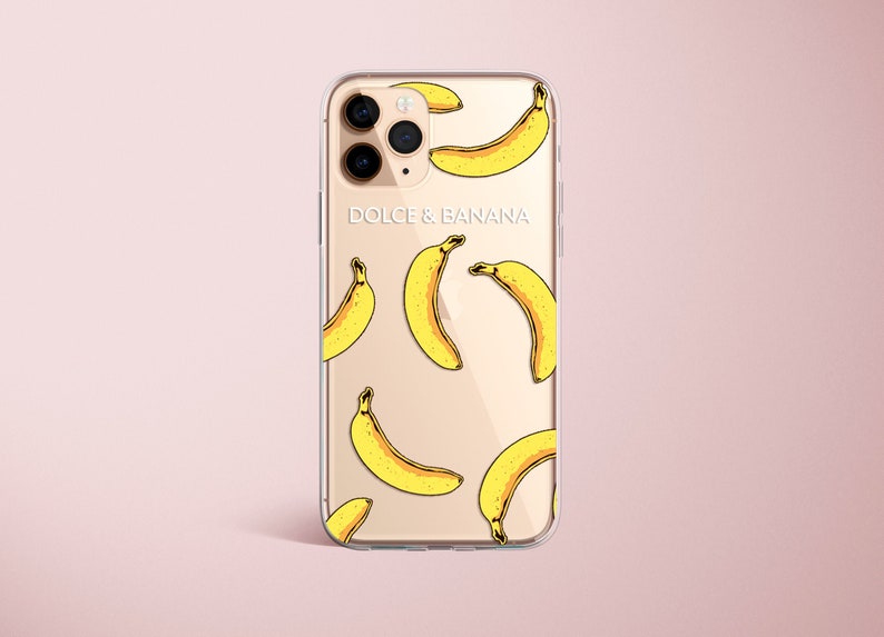 Dolce Banana iPhone Case, Funny Fruit Pattern, Clear TPU - Etsy