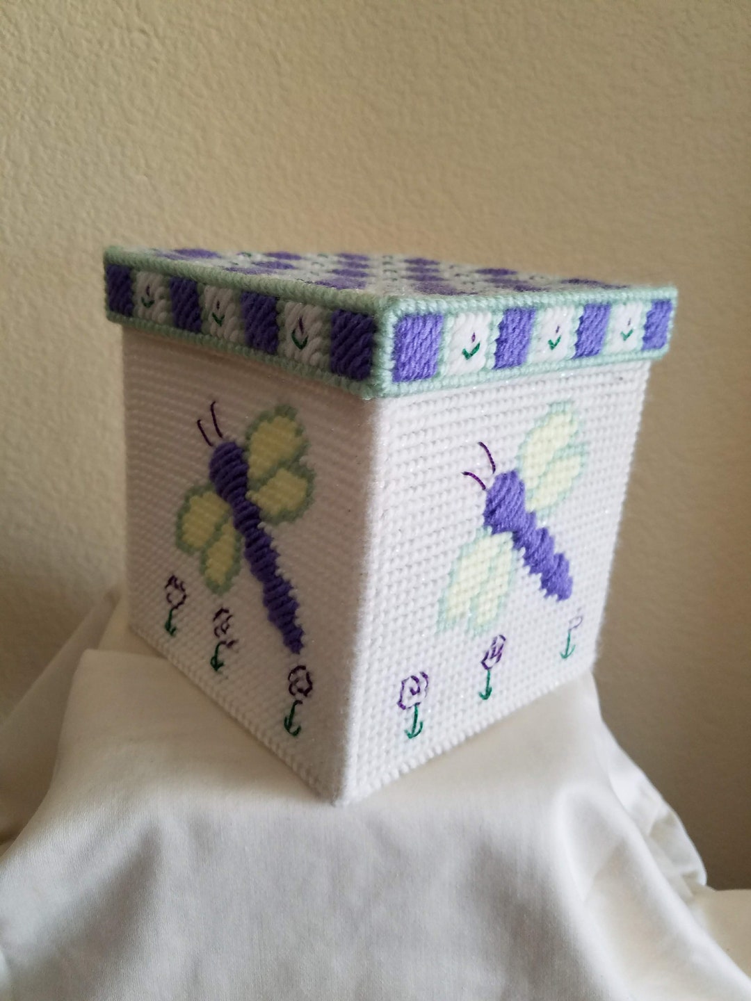Storage Box Plastic Canvas Box Purple Dragonfly - Etsy