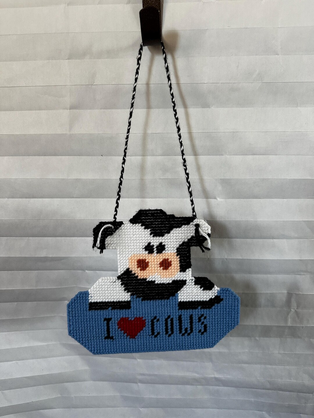 I Heart Cows Plastic Canvas Wall Decor – Handmade Farmhouse Cow Art ...