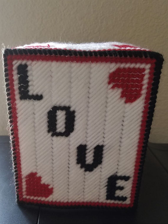 Love Tissue Box Cover Plastic Canvas Tissue Box Cover | Etsy