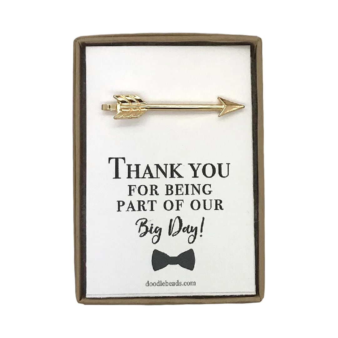 Usher Gifts, Ring Bearer Gift, Silver or Gold Arrow Tie Bar With Card ...