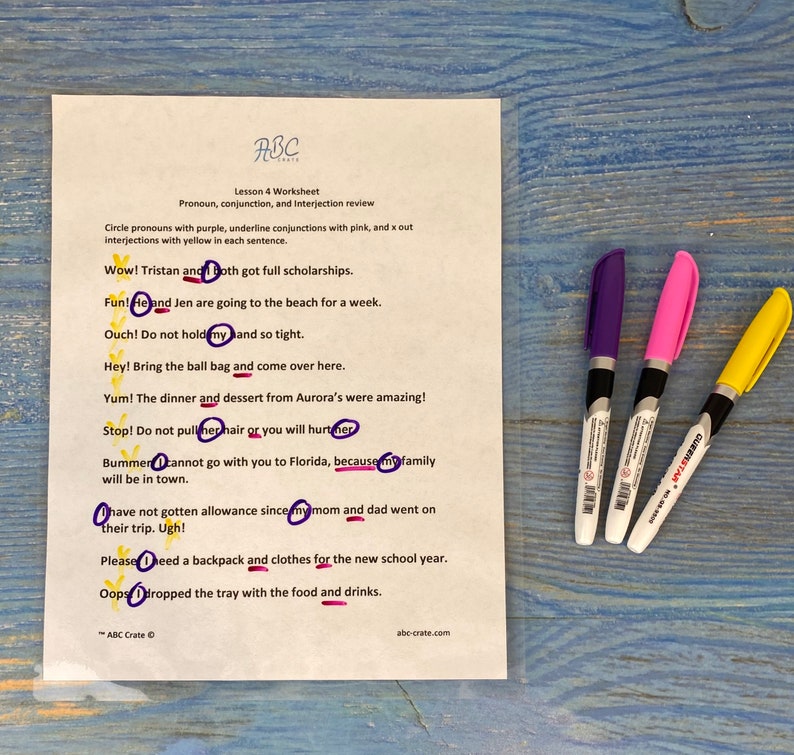Grammar Set 3 Kit: Pronouns, Conjunctions, and Interjections - Etsy
