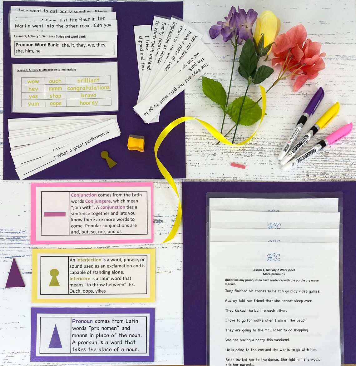 Grammar Set 3 Kit: Pronouns Conjunctions and Interjections - Etsy