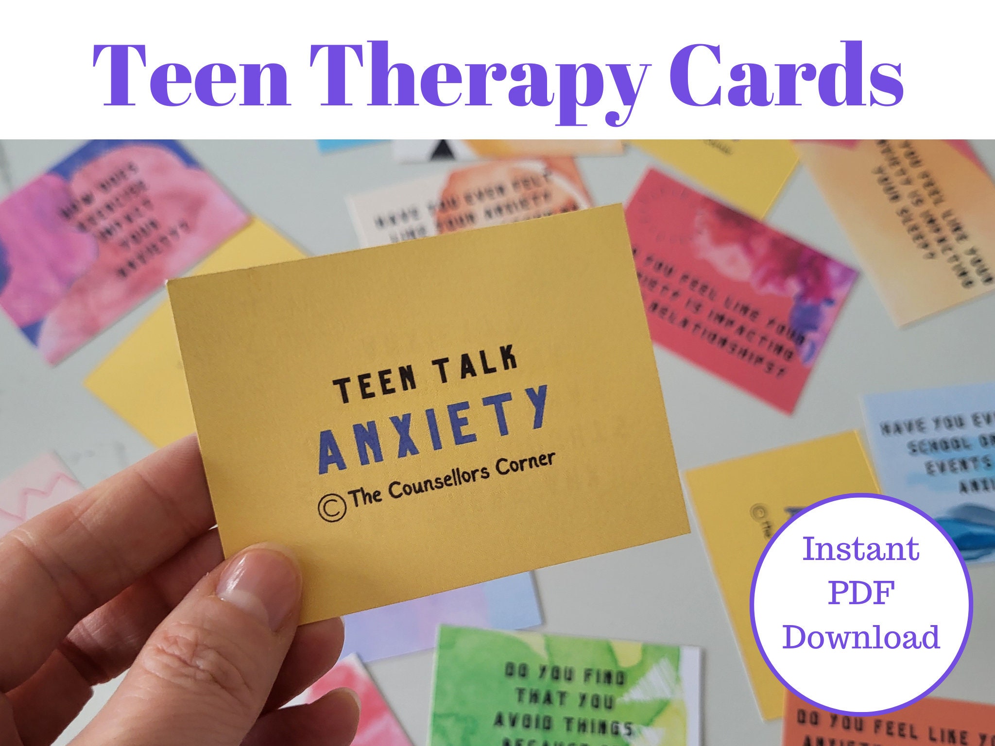 24 Teen Therapy Cards for Anxiety, Counselling Tool, Adolescent Cards ...