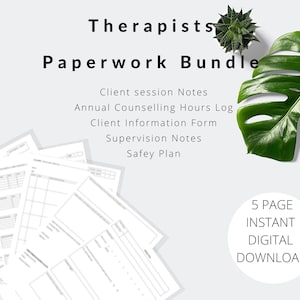 Therapist Paperwork Bundle- A4 Printable, Counsellors Notes ...