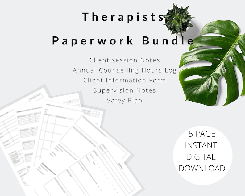 Therapist Paperwork Bundle- A4 Printable, Counsellors Notes ...