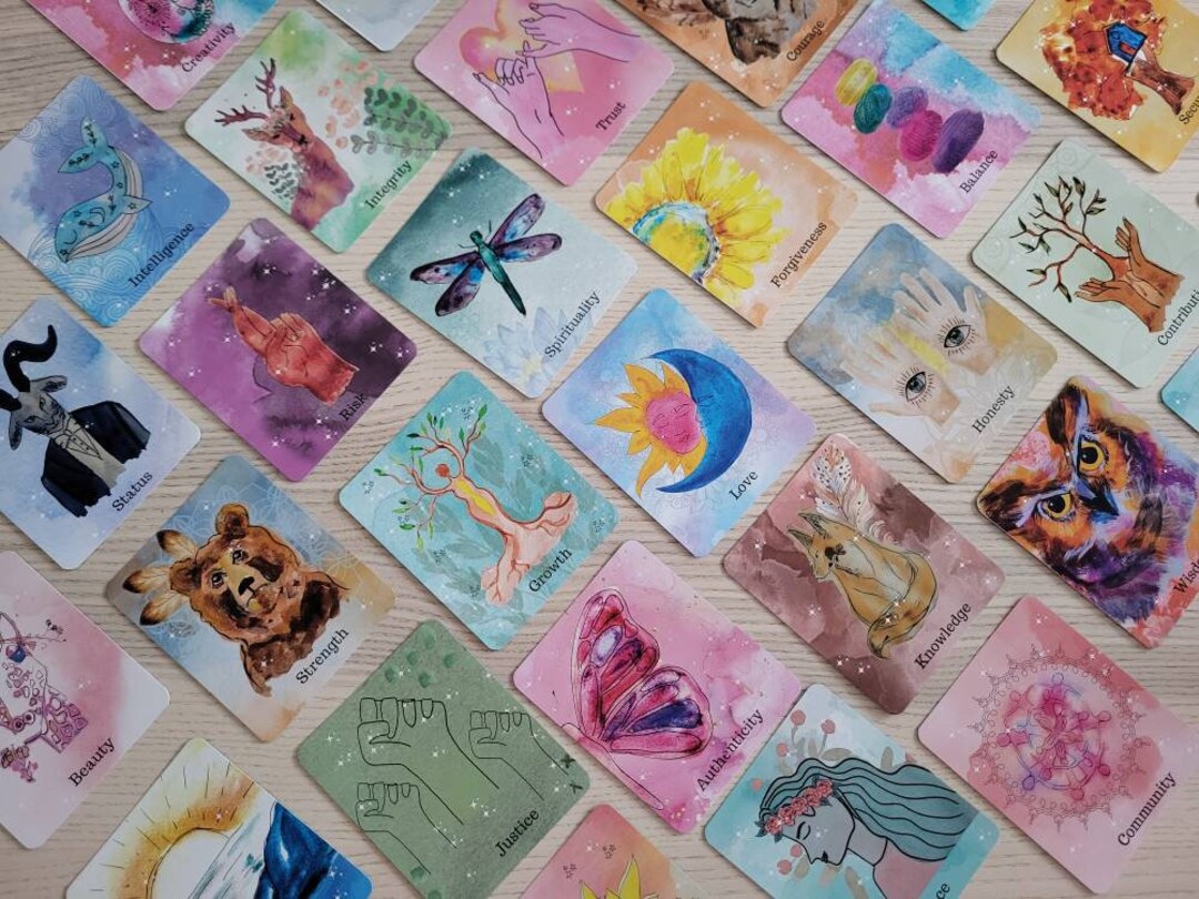 Value Cards Deck Core Values Illustration Cards Counselling - Etsy UK