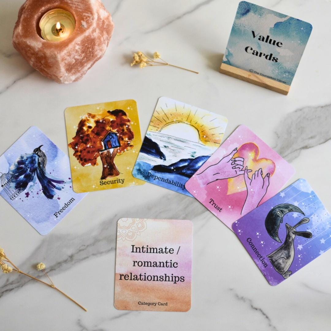 Value Cards Deck, Core Values Illustration Cards, Counselling Resource ...