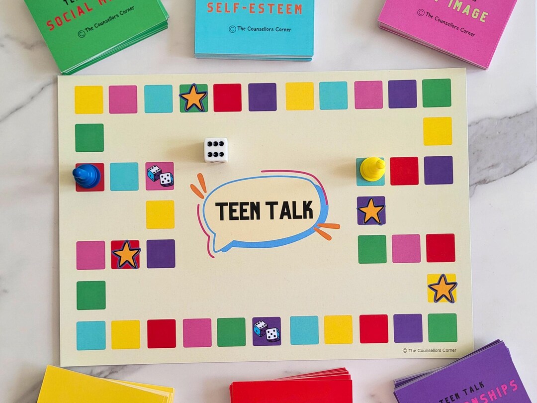 192 Teen Talk Conversation Cards and Game Board - Anxiety, Self-esteem ...
