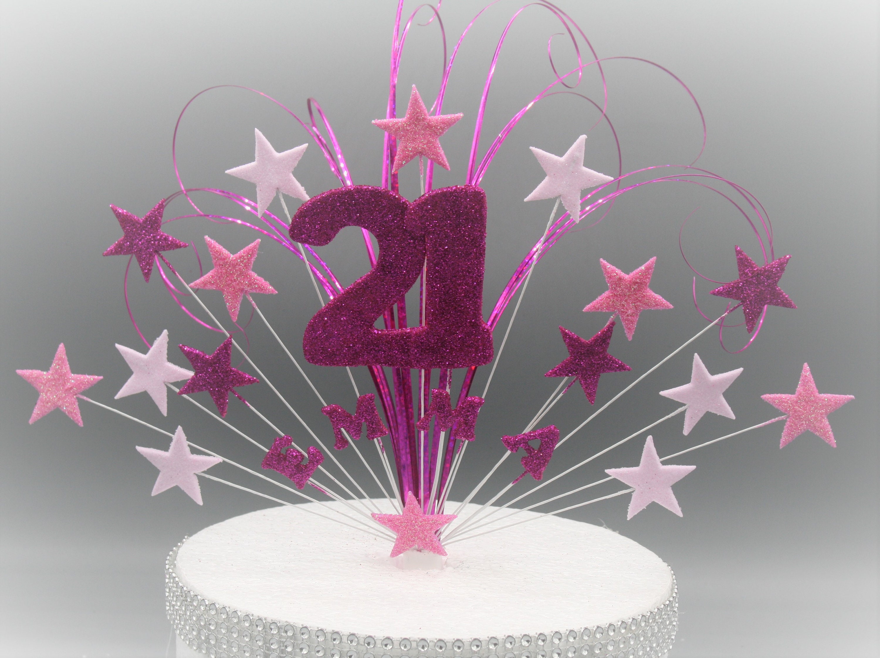 Stars Hearts Glittered Cake Topper Spray Cake Decoration | Etsy