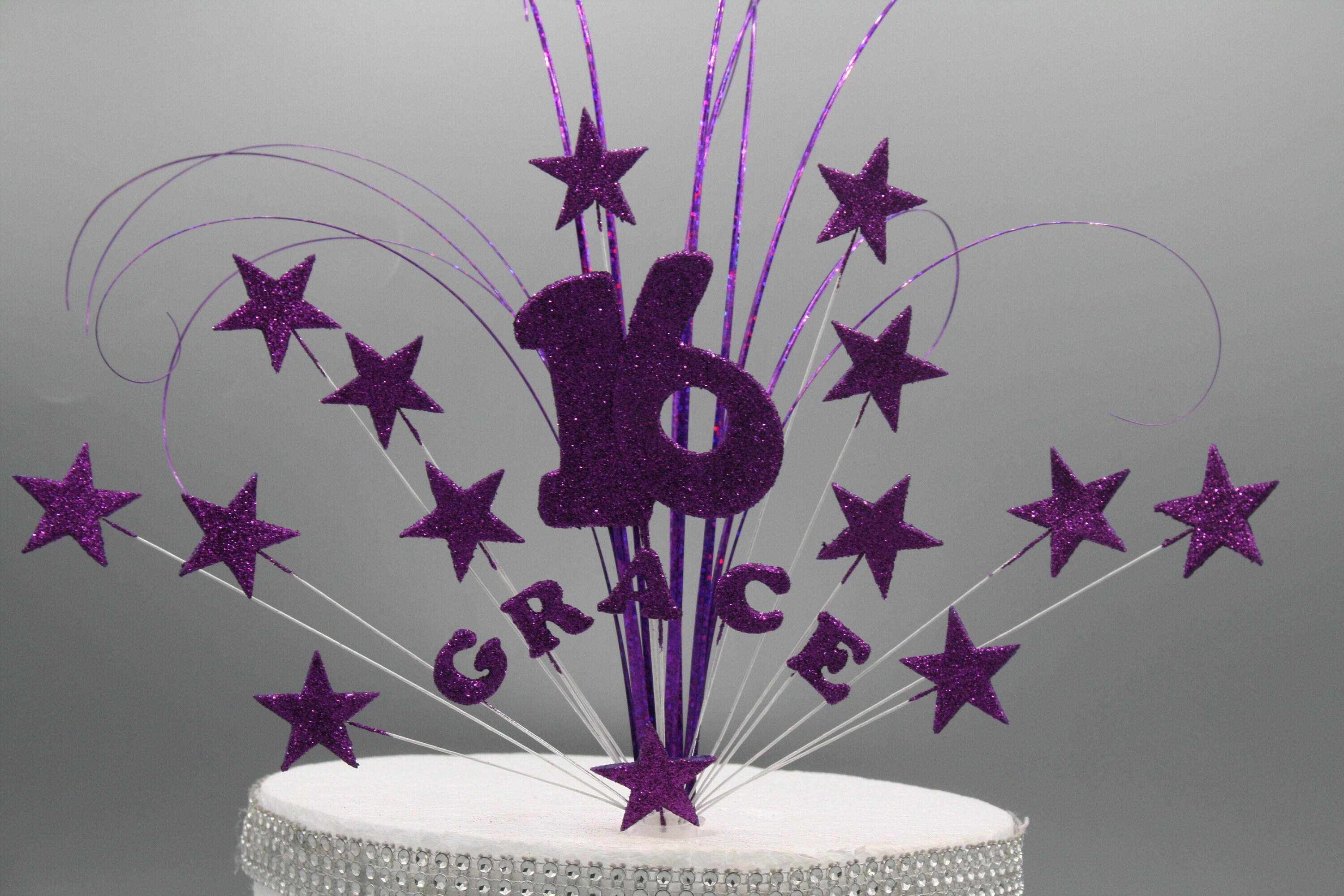 Stars Hearts Glittered Cake Topper Spray Cake Decoration | Etsy